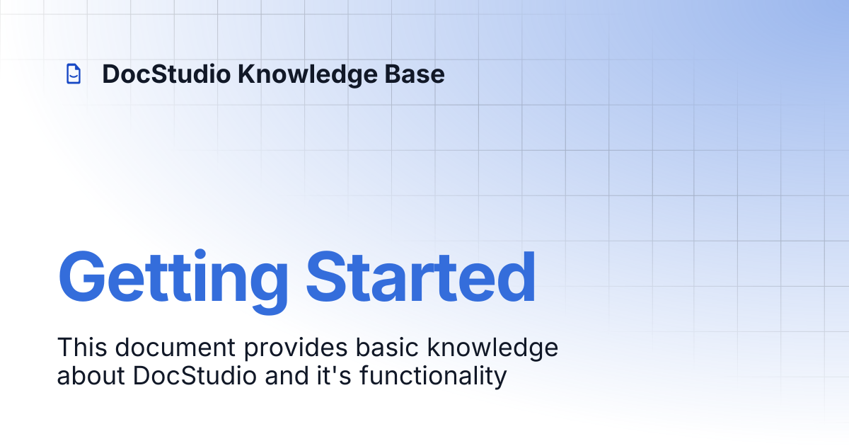 Getting Started | DocStudio Knowledge Base